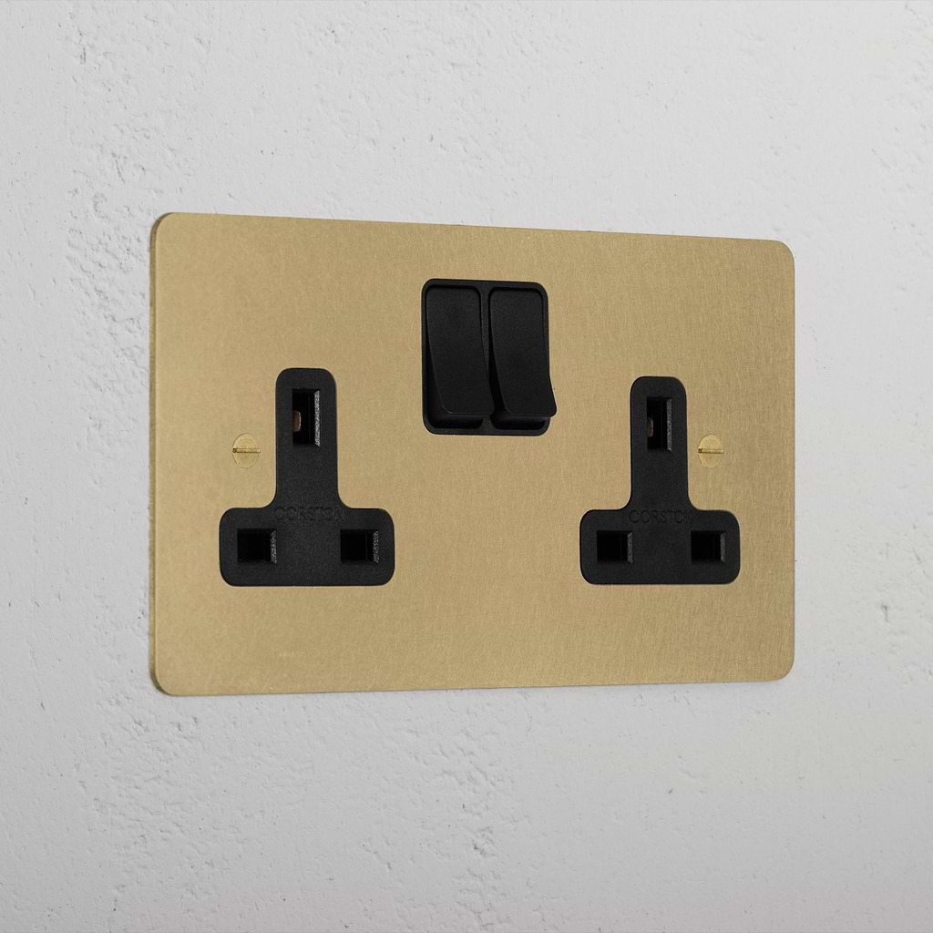 Double Socket UK | Antique Brass Black – Corston