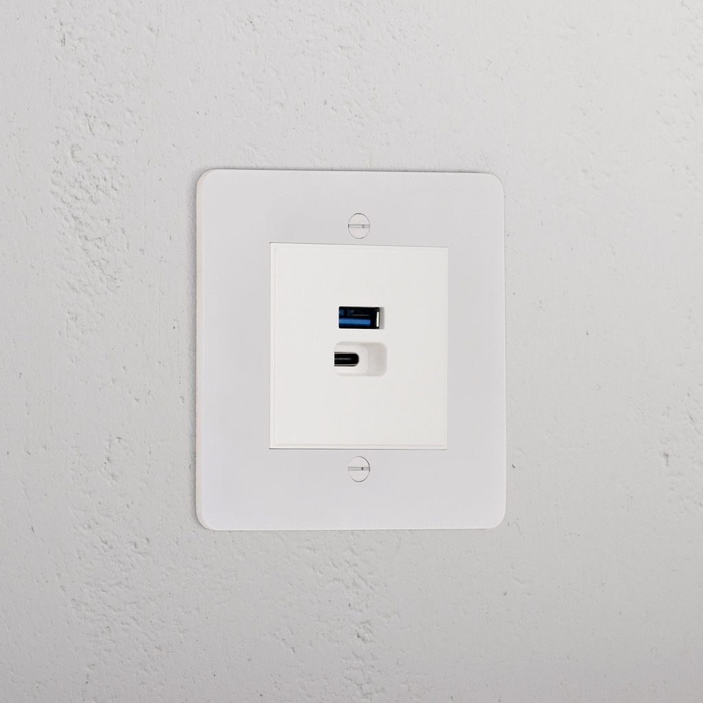 USB A+C Fast Charge Socket | Paintable White – Corston