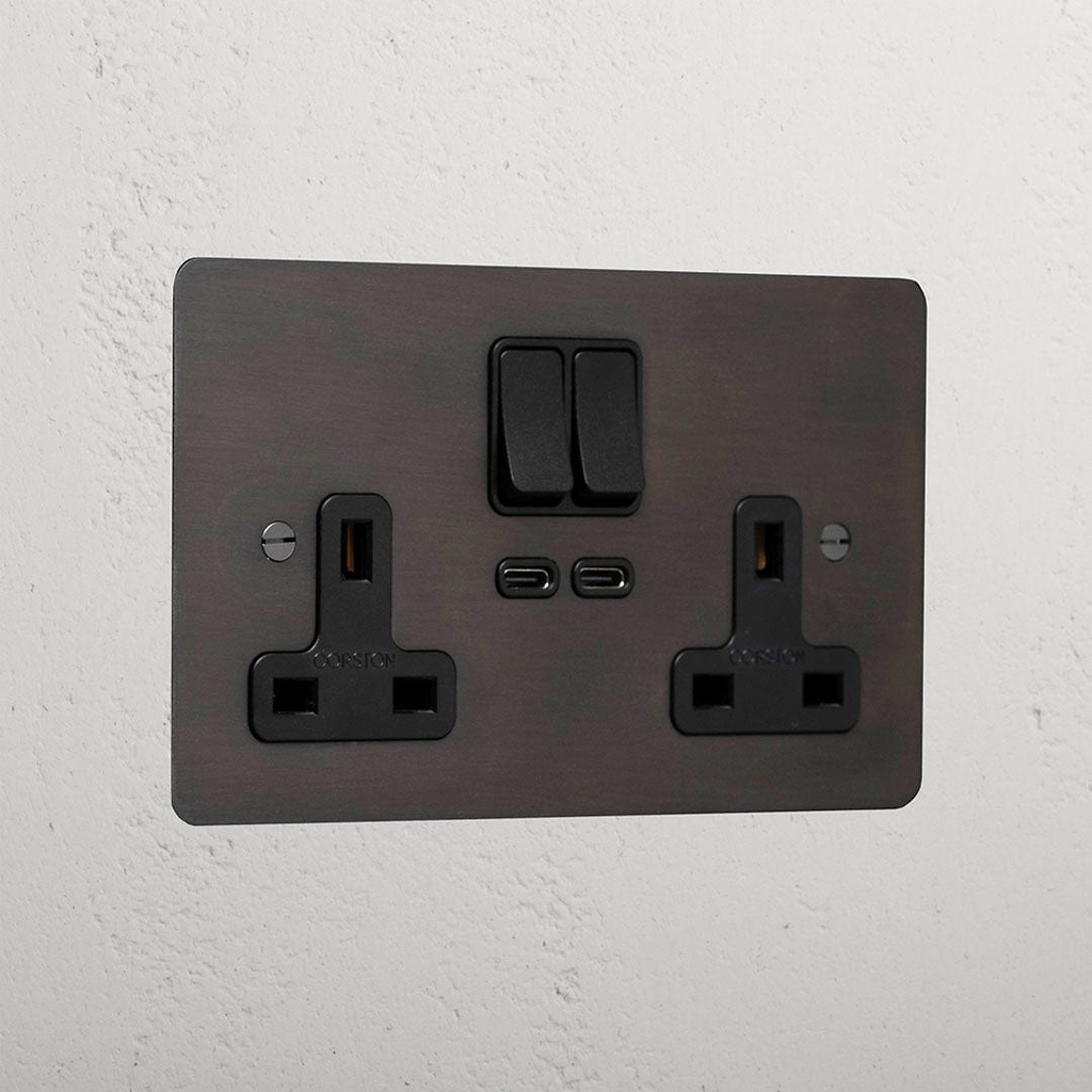 Double Socket with USB-C Fast Charge | Bronze Black – Corston