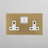 Double Socket UK | Antique Brass White – Corston