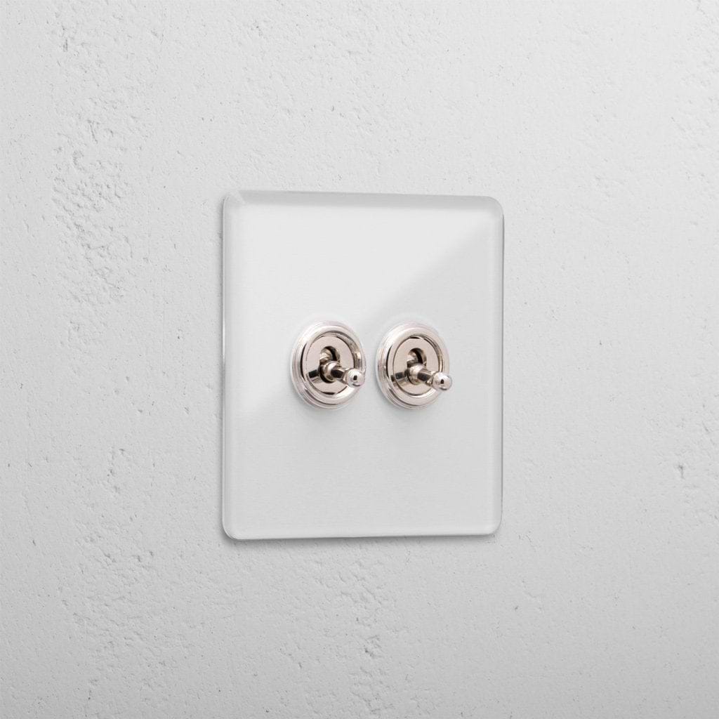 2 Gang 2 Way Modern Toggle Switch | Clear Polished Nickel – Corston