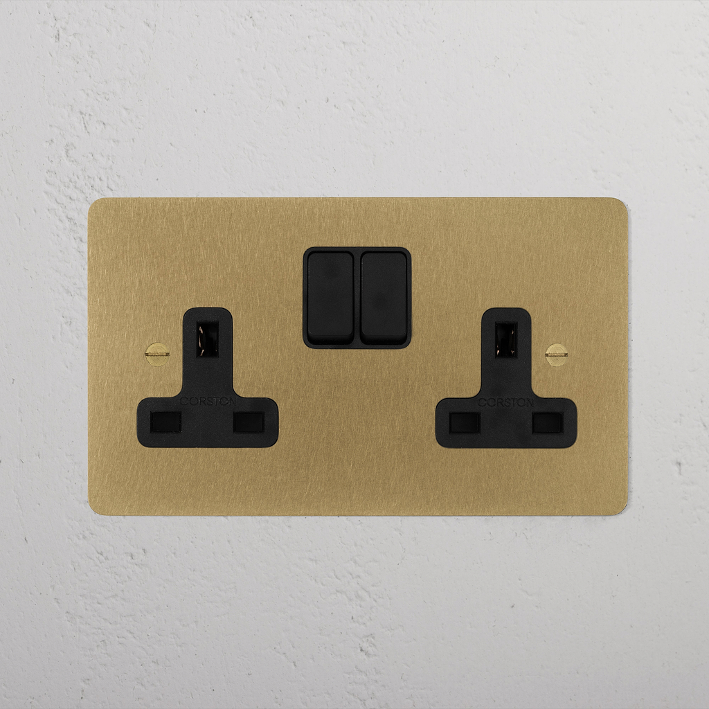 Double Socket UK | Antique Brass Black – Corston
