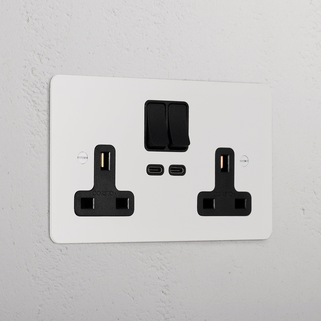 Double Socket with USB-C Fast Charge | Paintable Black – Corston
