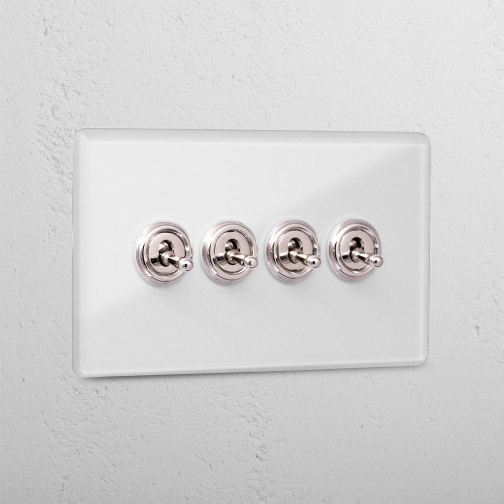4 Gang 2 Way Switch | Clear Polished Nickel – Corston