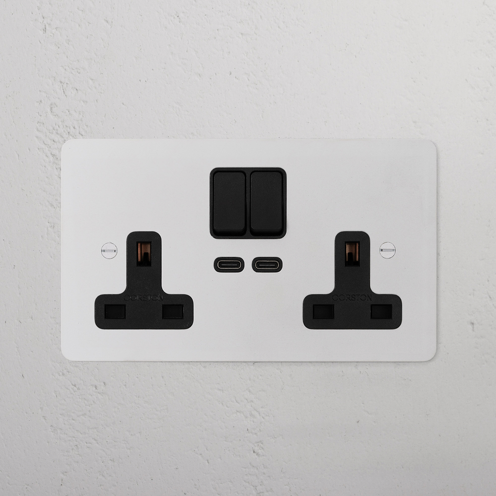 Double Socket with USB-C Fast Charge | Paintable Black – Corston
