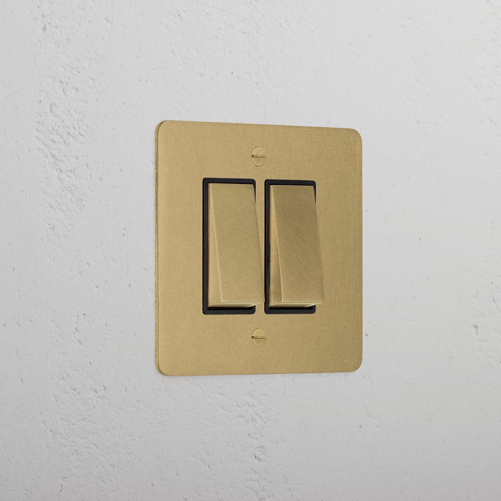 2G Two Way Rocker Switch | Antique Brass Black | Corston