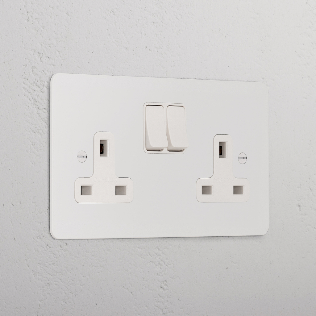 Double Socket UK | Paintable White – Corston