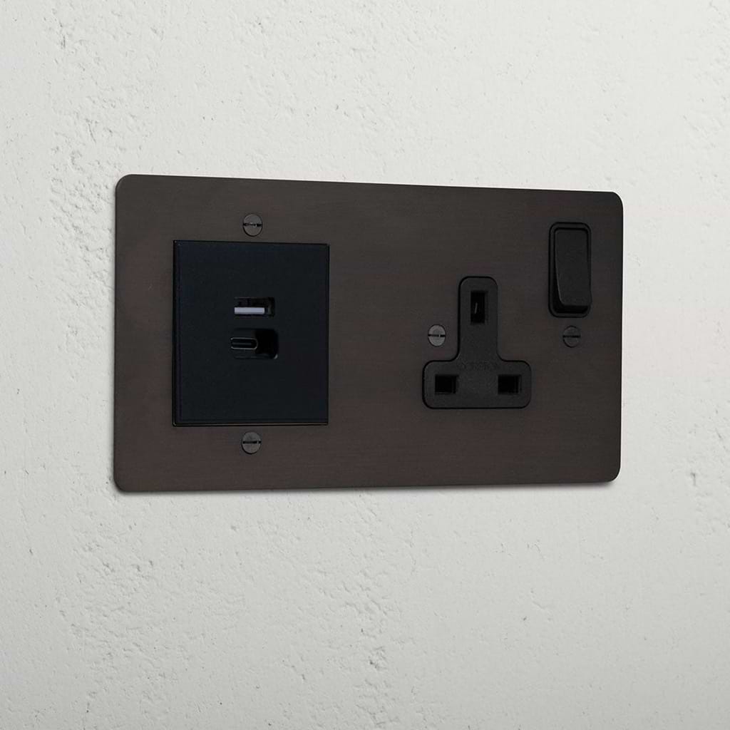 Single Socket + USB A+C Fast Charge | Bronze Black – Corston