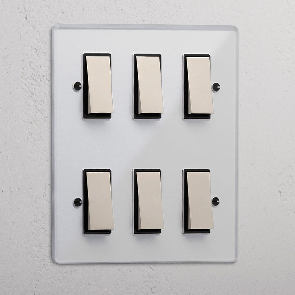 6G Two Way Rocker Switch | Clear Polished Nickel Black | Switches ...