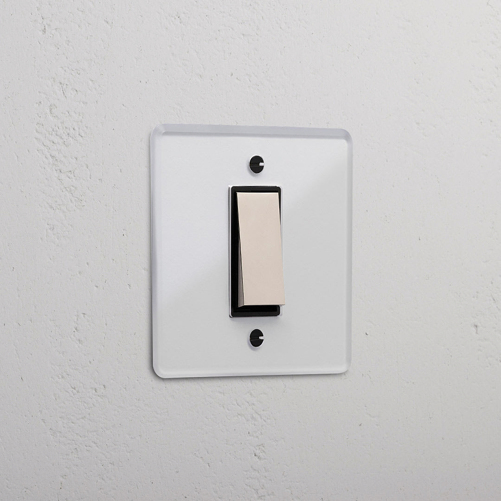 1G Retractive Rocker Switch | Clear Polished Nickel Black | Corston