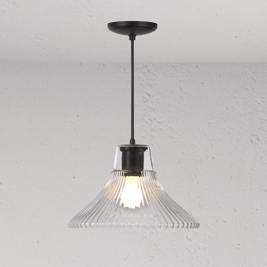 Hammersmith Medium Pendant Light Fluted Glass Bronze | Lighting – Corston