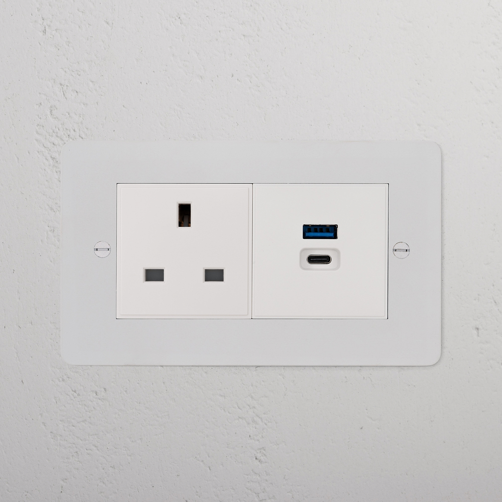 13A Socket + USB A+C Fast Charge | Paintable White – Corston