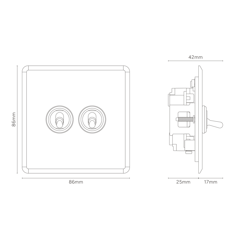 2G Two Way Toggle Switch Clear Antique Brass | Switches & Dimmers