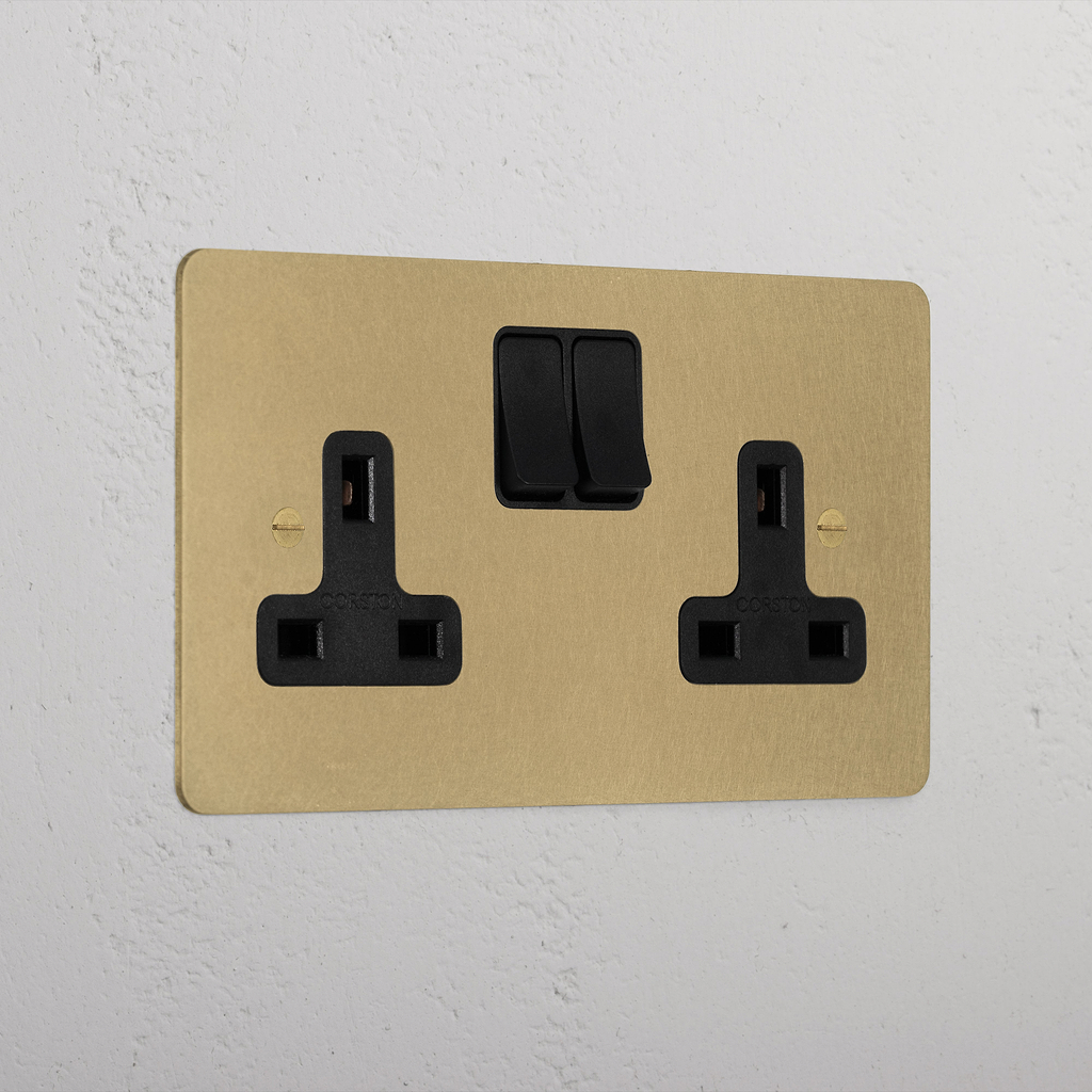 Double Socket UK | Antique Brass Black – Corston