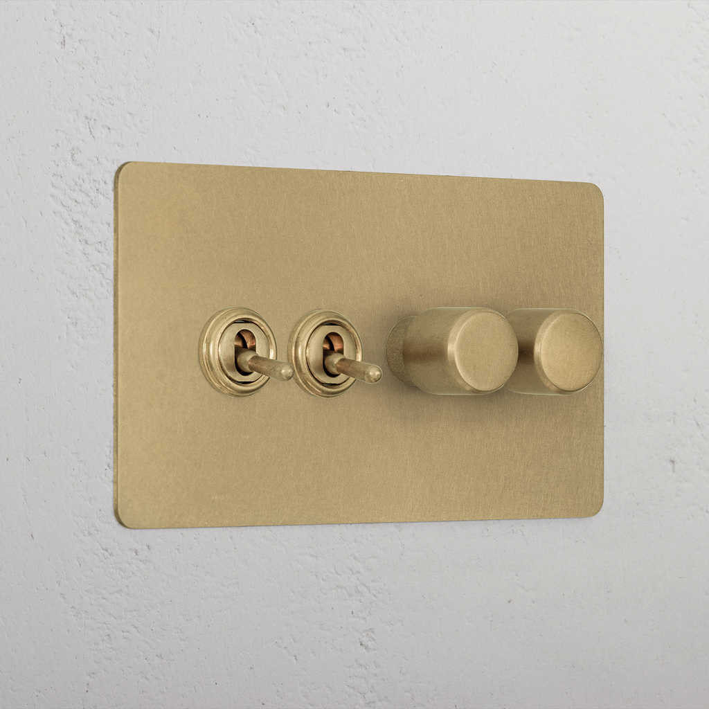 4G Mixed Switch | 2 Toggle 2 Dimmer Antique Brass – Corston