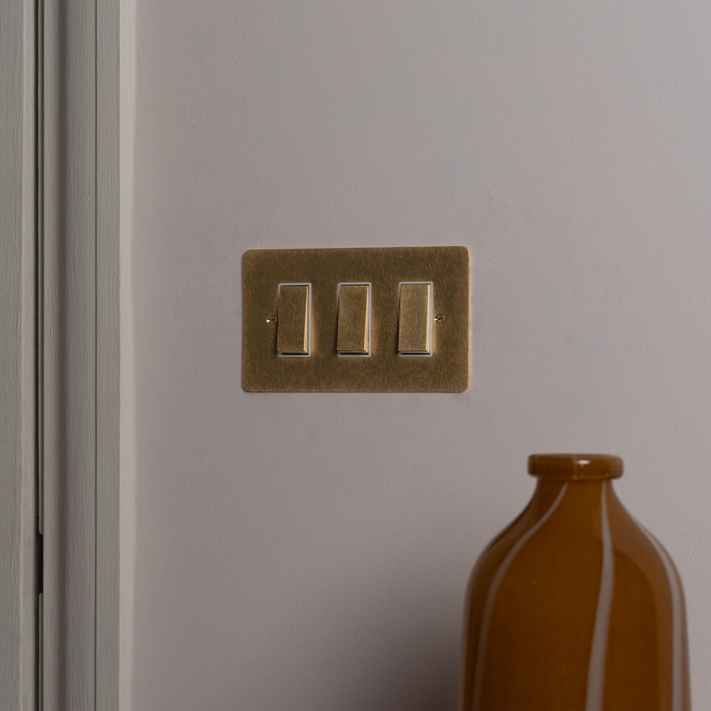 3G Two Way Rocker Switch | Antique Brass White | Corston