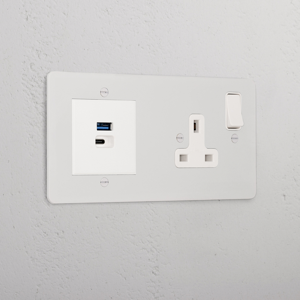 Single Socket + USB A+C Fast Charge | Paintable White – Corston