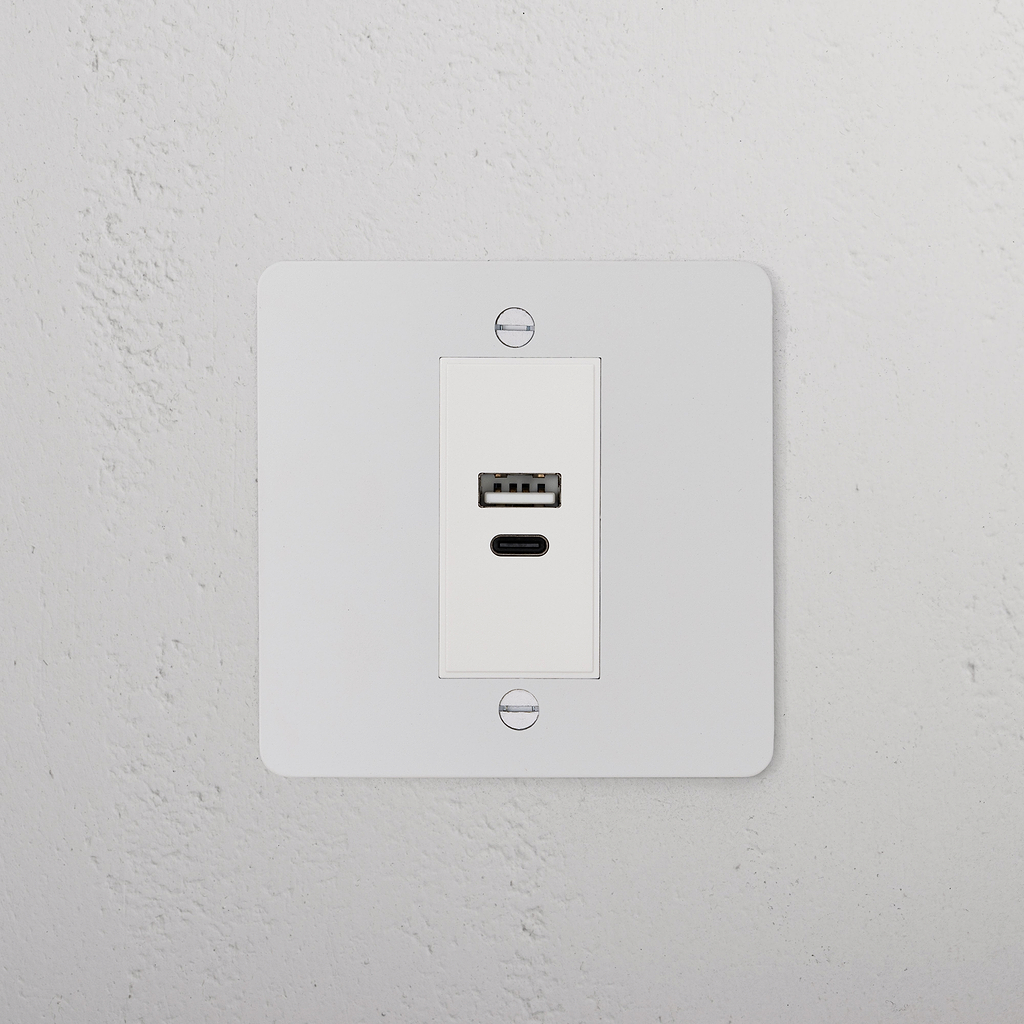 USB A+C Socket | Paintable White – Corston