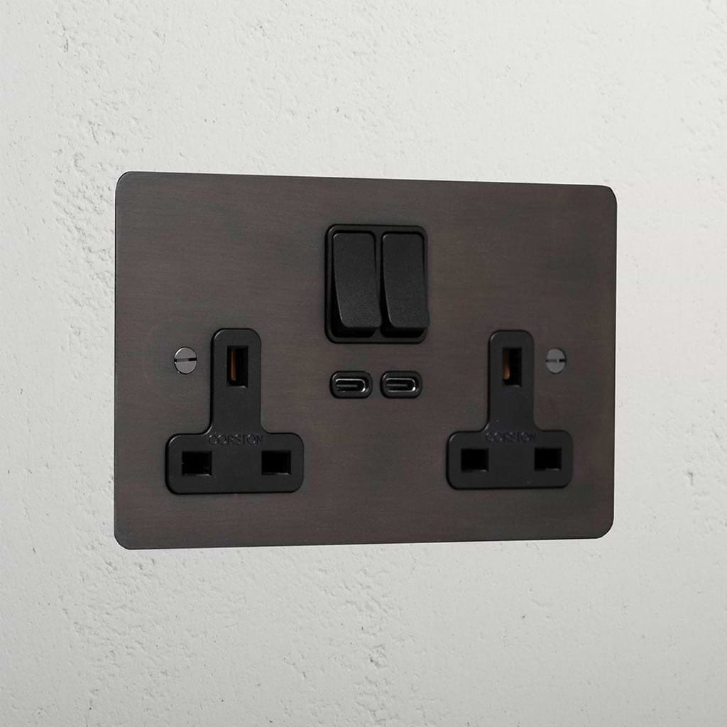 Double Socket with USB-C Fast Charge | Bronze Black – Corston