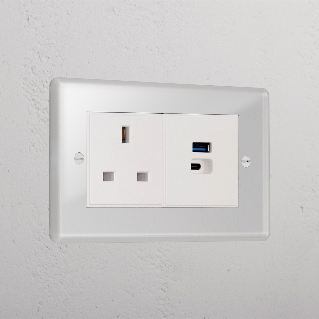 Single Socket + USB A+C Fast Charge | Clear White – Corston