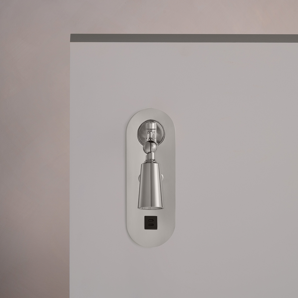 Sloane 2G Toggle Switch & USB-C Reading Light Polished Nickel | Wall ...