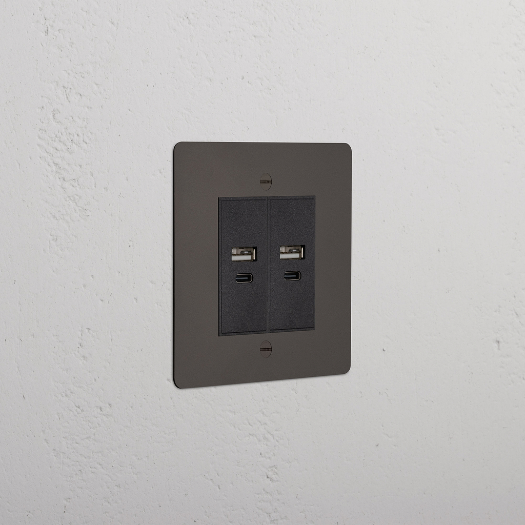 Single 2x USB-A+C Socket Bronze Black | Sockets & Modules