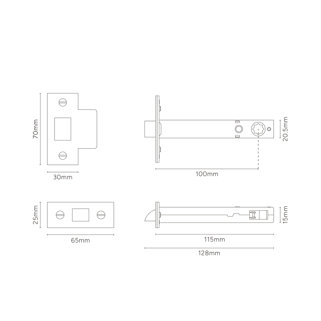 100mm Tubular Latch Polished Nickel | Locks and Latches | Door Hardware