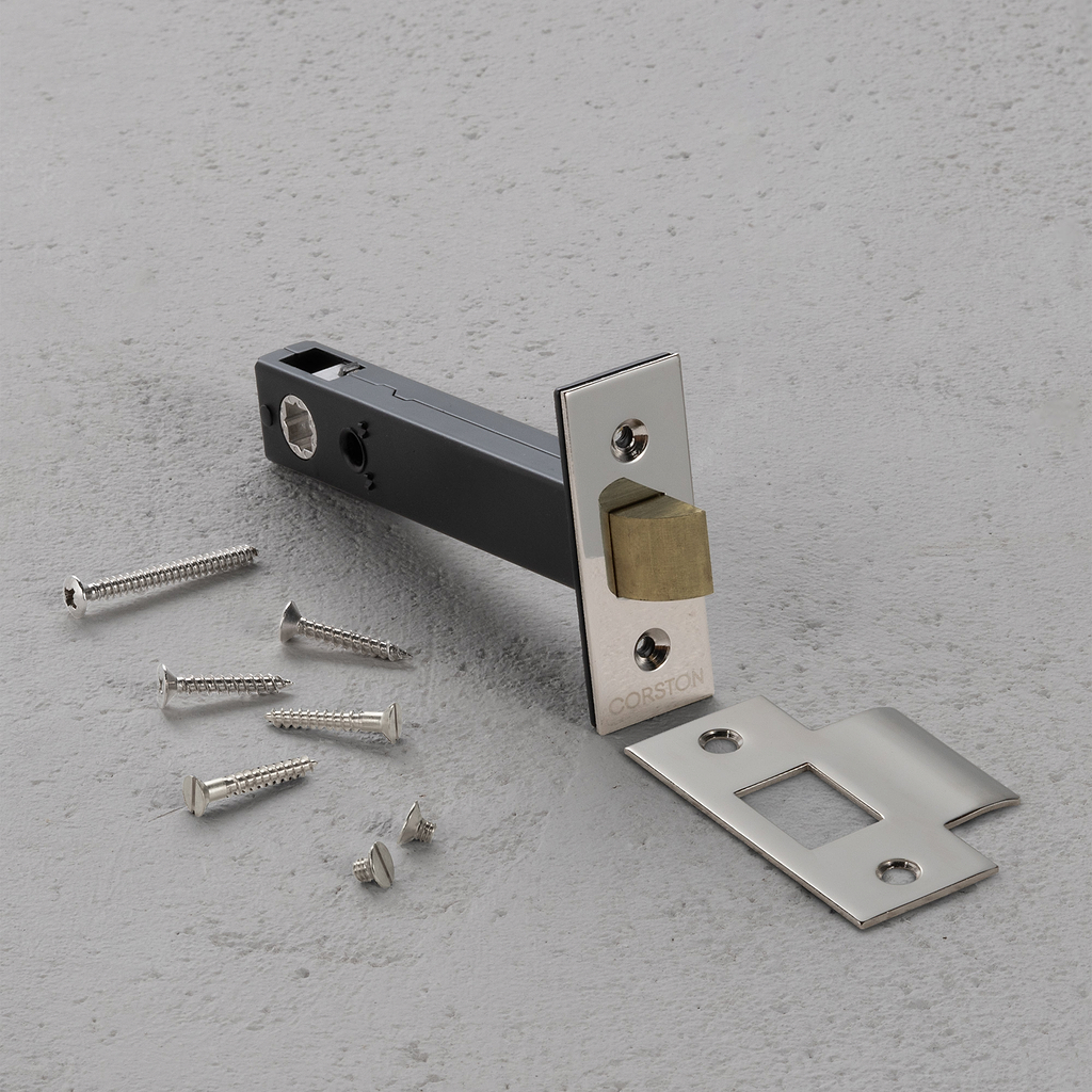 100mm Tubular Latch Polished Nickel | Locks and Latches | Door Hardware