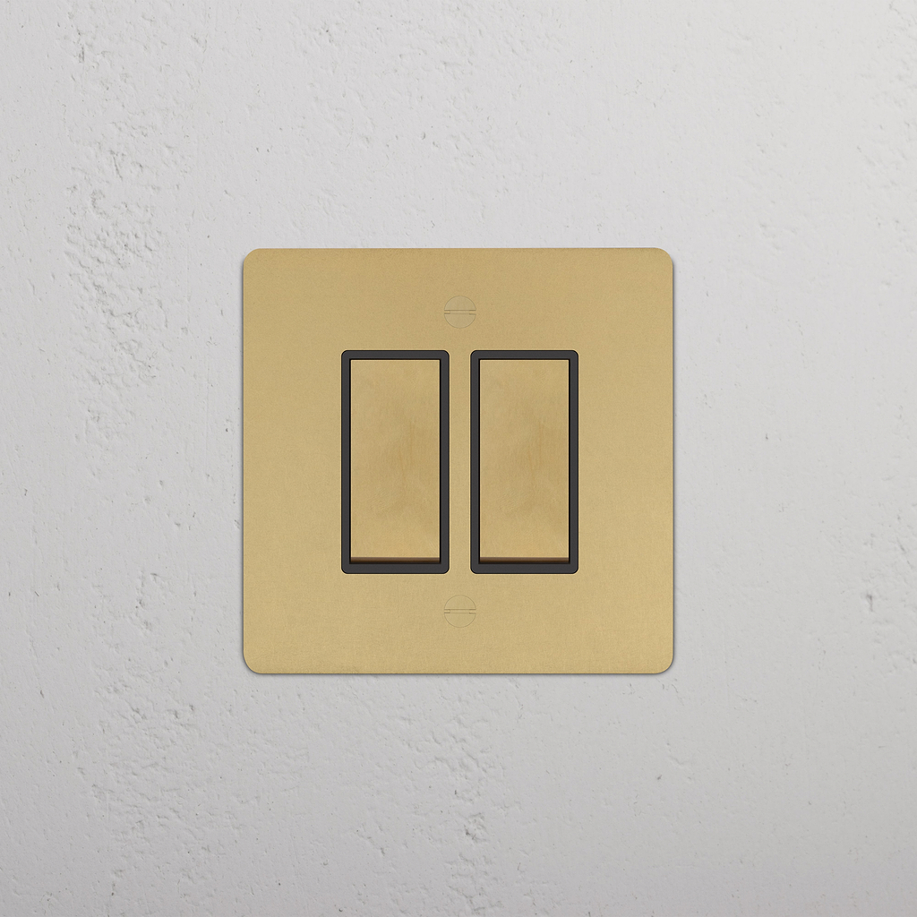 2G Two Way Rocker Switch Antique Brass Black | Switches & Dimmers