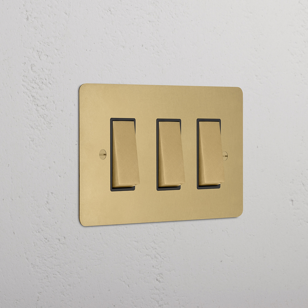 3G Two Way Rocker Switch Antique Brass Black | Switches & Dimmers