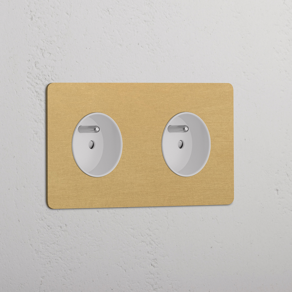 Kew Double 2x French/Belgian Type E Socket Antique Brass White ...