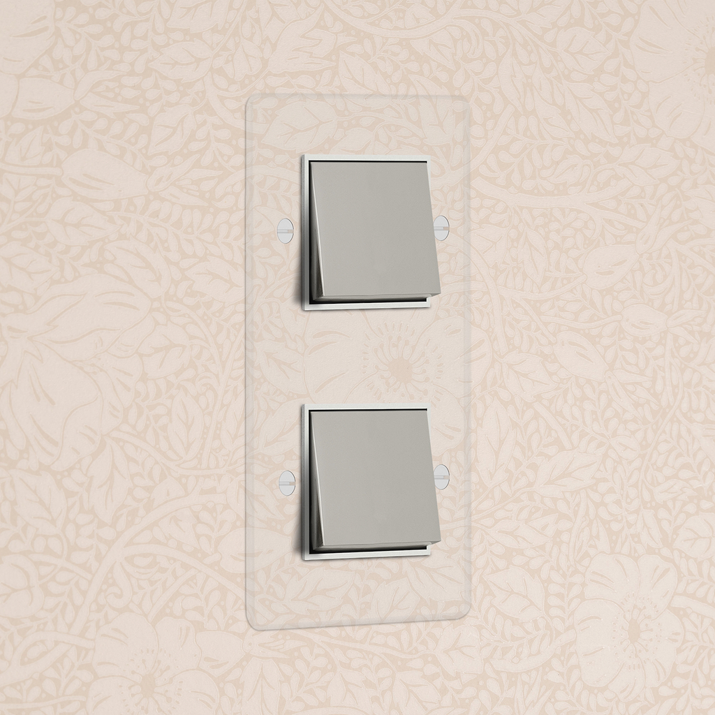 Kew Double 2x Vertical Rocker Switch Clear Polished Nickel White ...