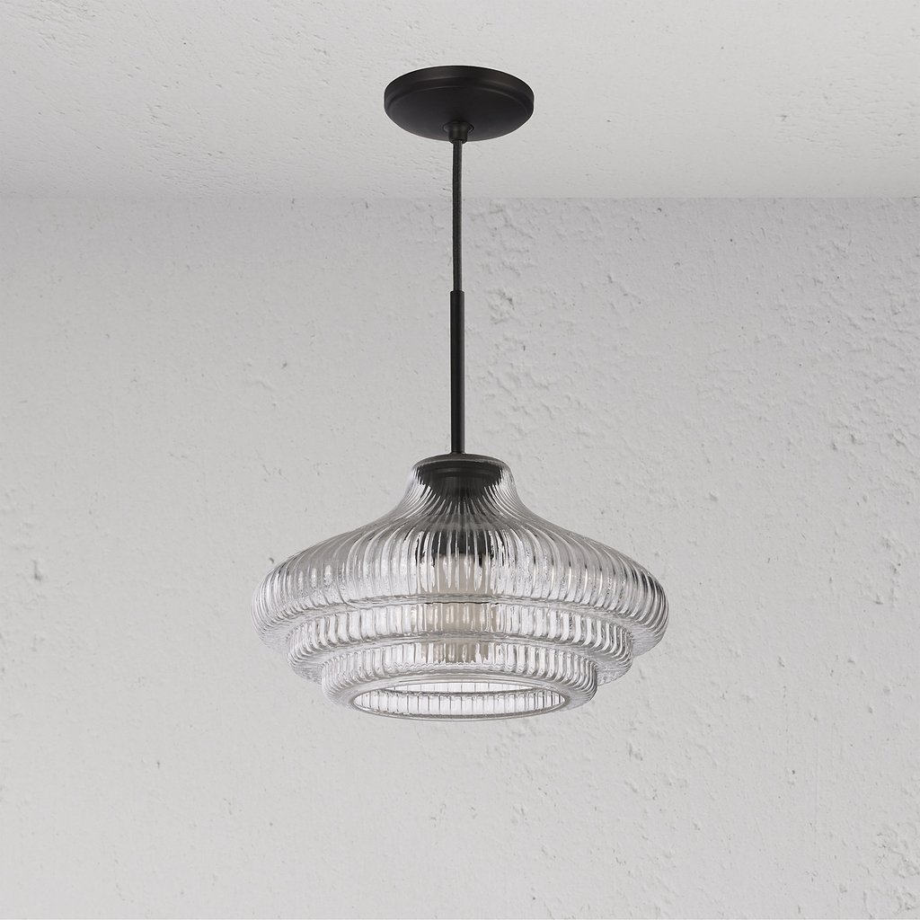 Brookfield Medium Pendant Light Fluted Glass Bronze | Lighting