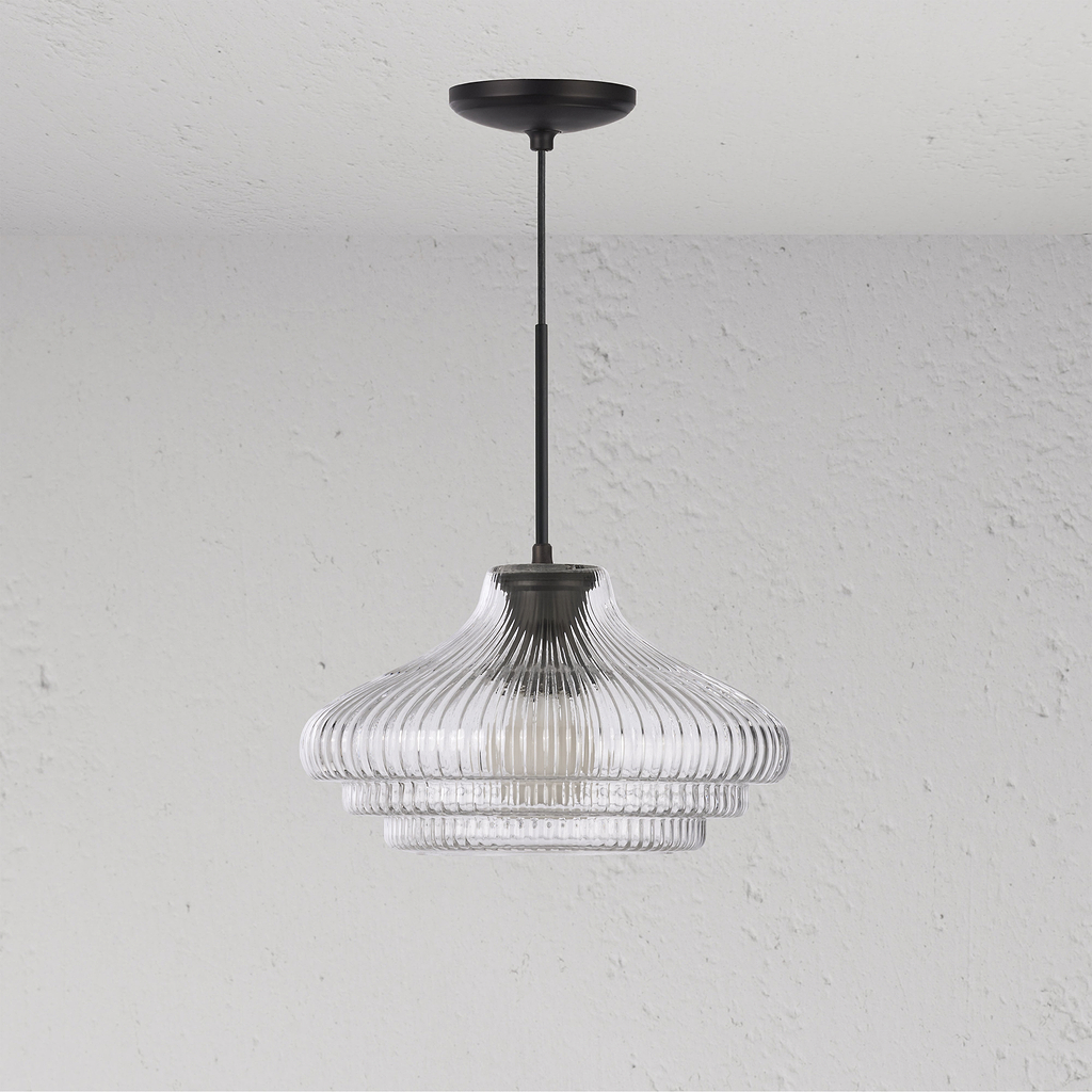 Brookfield Medium Pendant Light Fluted Glass Bronze | Lighting