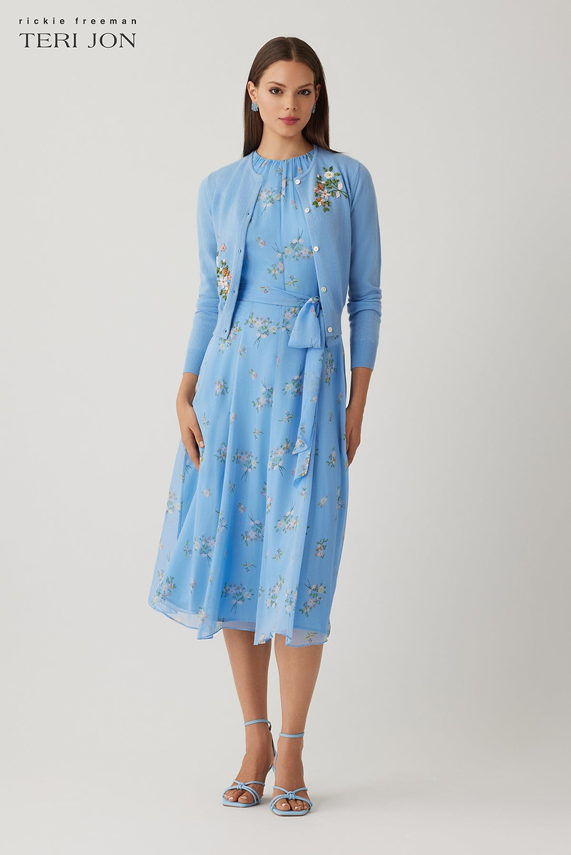 Chiffon Floral Print Sleeveless Fit and Flare Dress – Terijon.com