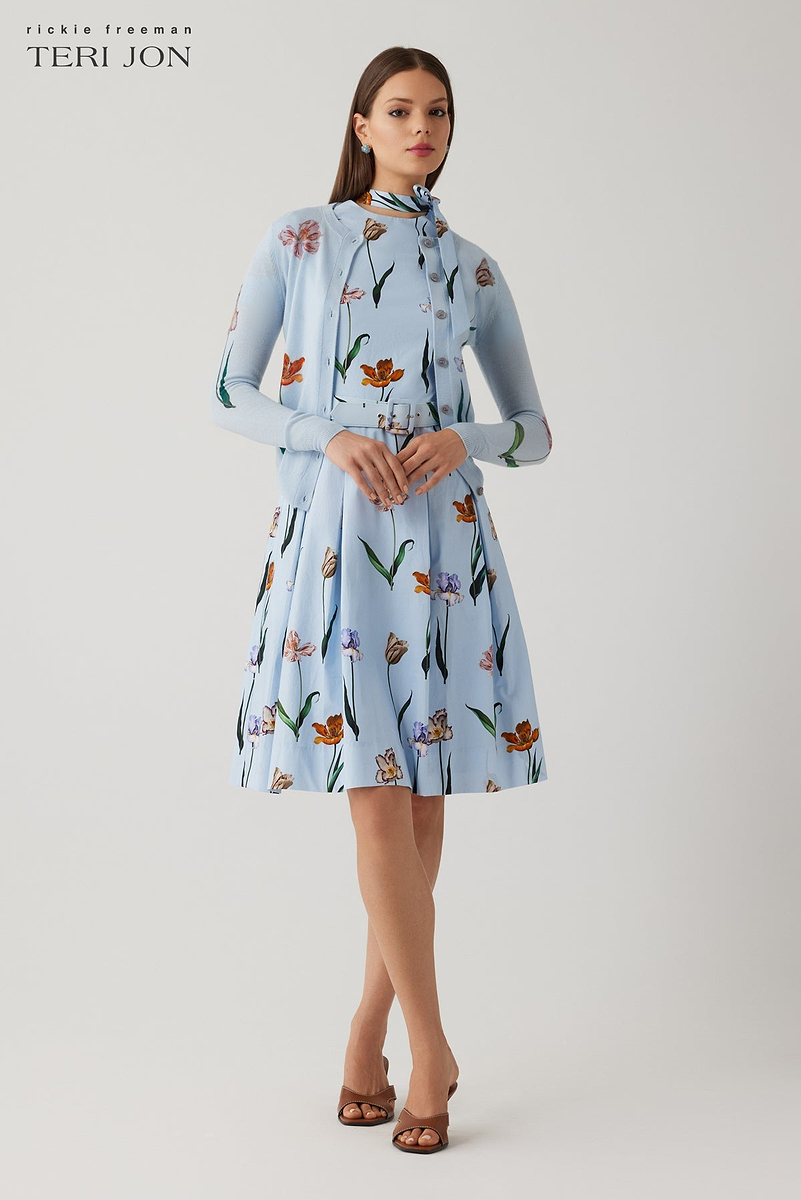 Cotton Print Tie Neck Dress – Terijon.com