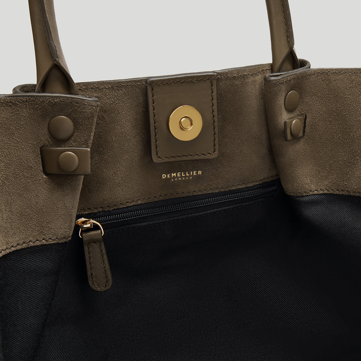 The Midi New York | Deep Khaki Perforated Suede | DeMellier