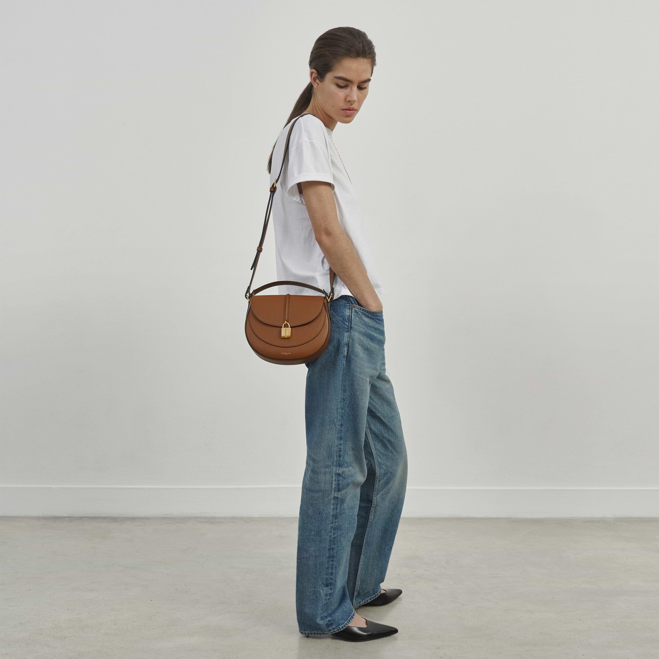 The Siena Saddle | Tan Small Grain | Demellier