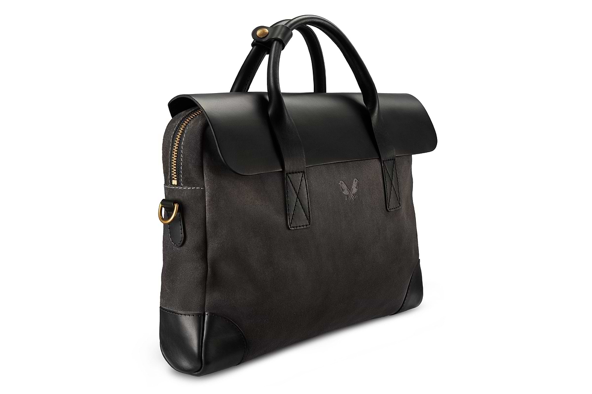 Grey Suede Briefcase | Waterproof Briefcase | Bennett Winch
