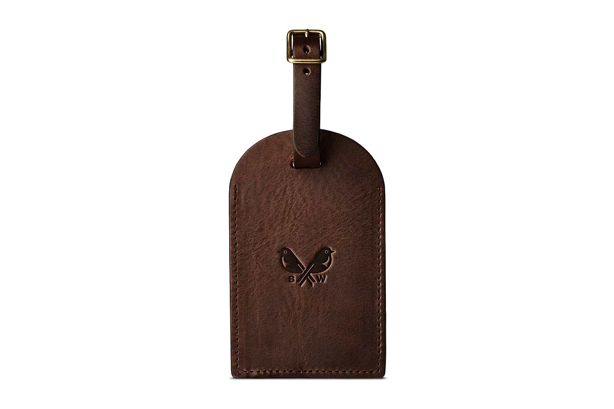 Dark Brown Full Grain Leather Luggage Tag | Bennett Winch