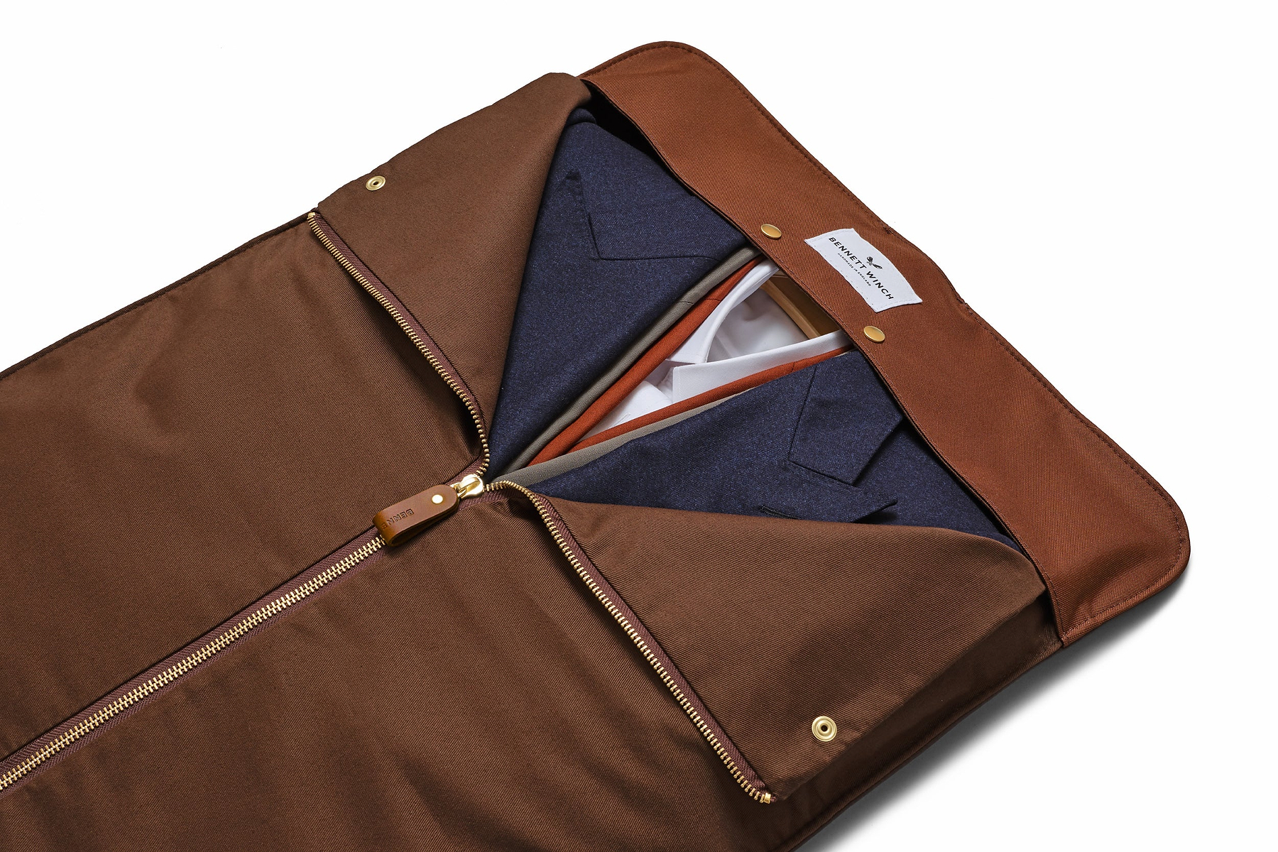 Brown Suede Suit Carrier for 3 Suits | Luxury Garment Bag – Bennett Winch