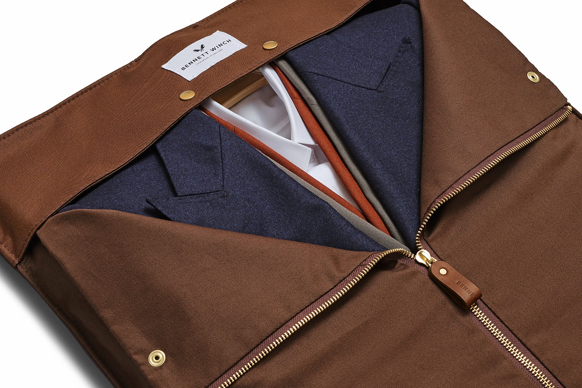 Brown Suede Suit Carrier for 3 Suits | Luxury Garment Bag – Bennett Winch