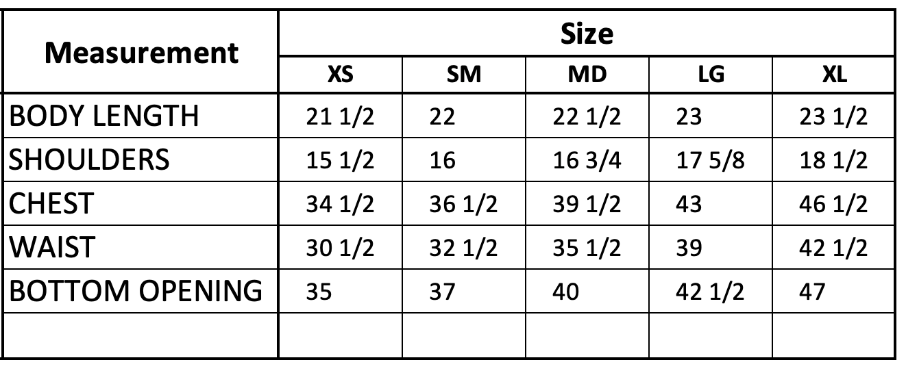 marina-performance-twill-biker-jacket-size-chart – Anatomie