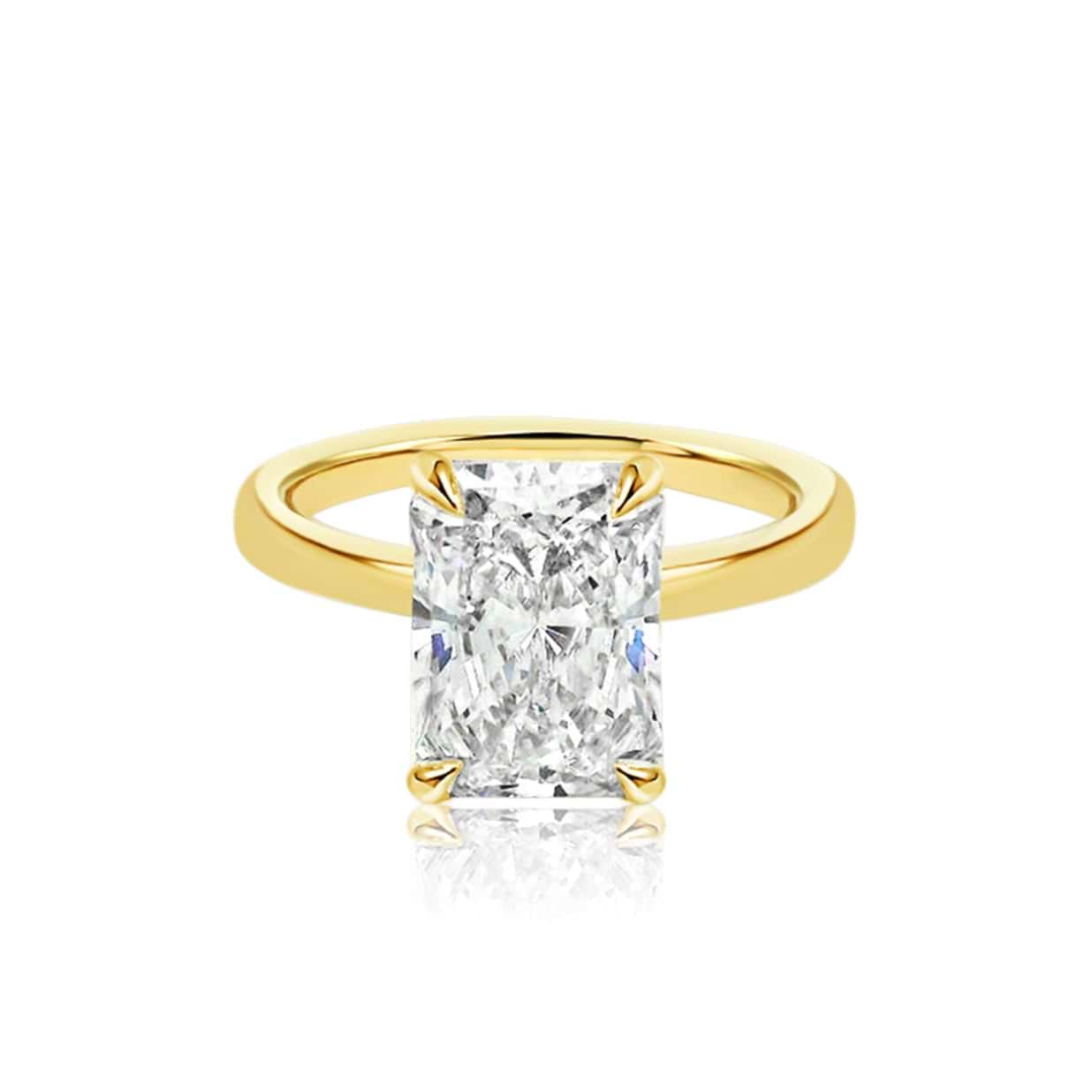 Ready-to-Ship Radiant Cut Low Profile Diamond Pave Ring | Plum Diamonds