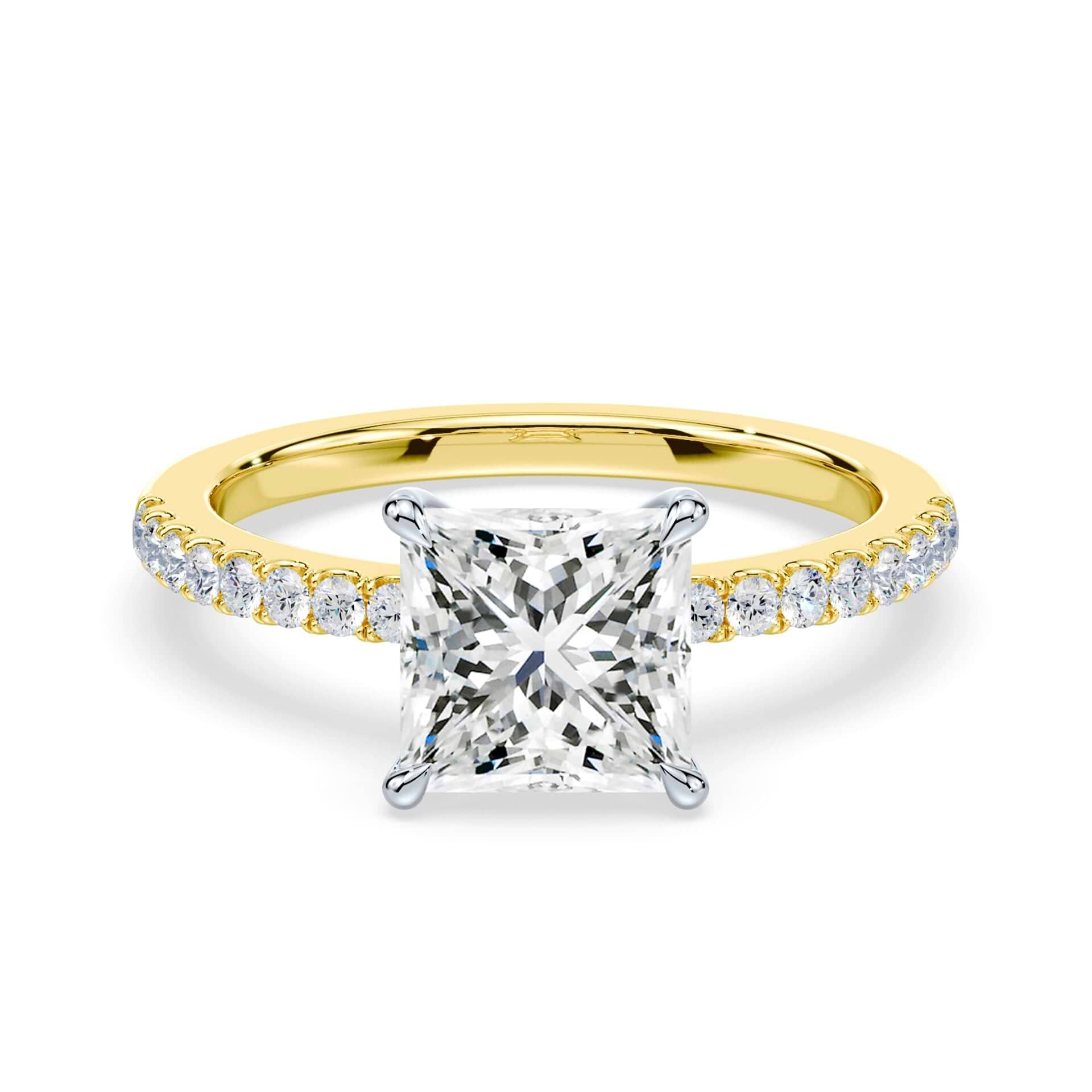 Two Tone Yellow Princess Pave Ring | Plum Diamonds
