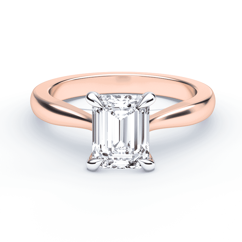 Emerald cut cathedral engagement ring store