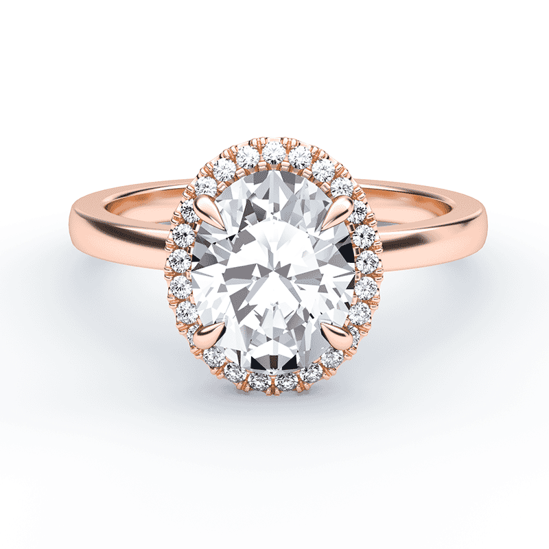Oval halo plain band store