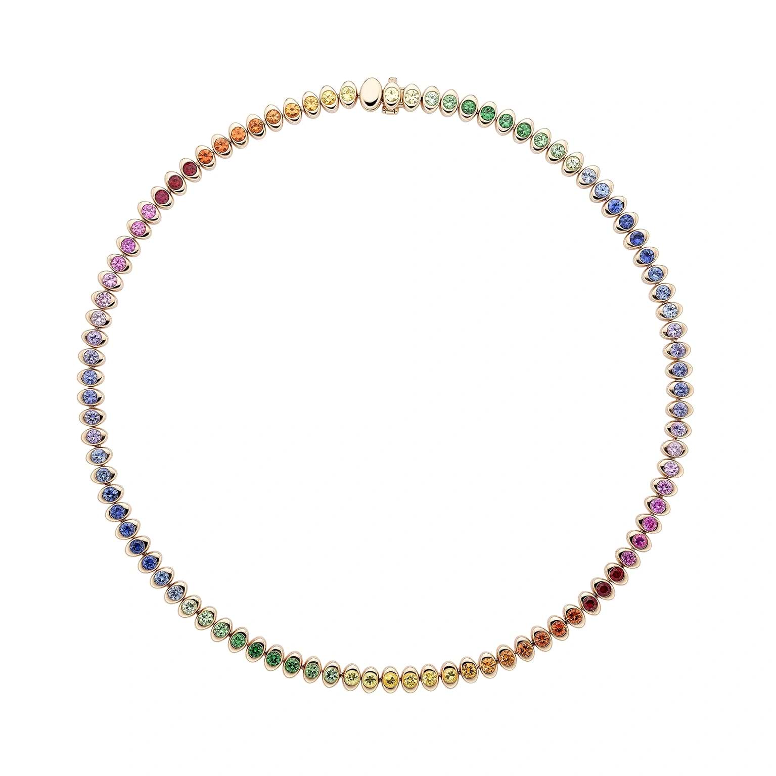 Colours of Love Cosmic Curve Rose Gold Rainbow Multicoloured Gemstone ...
