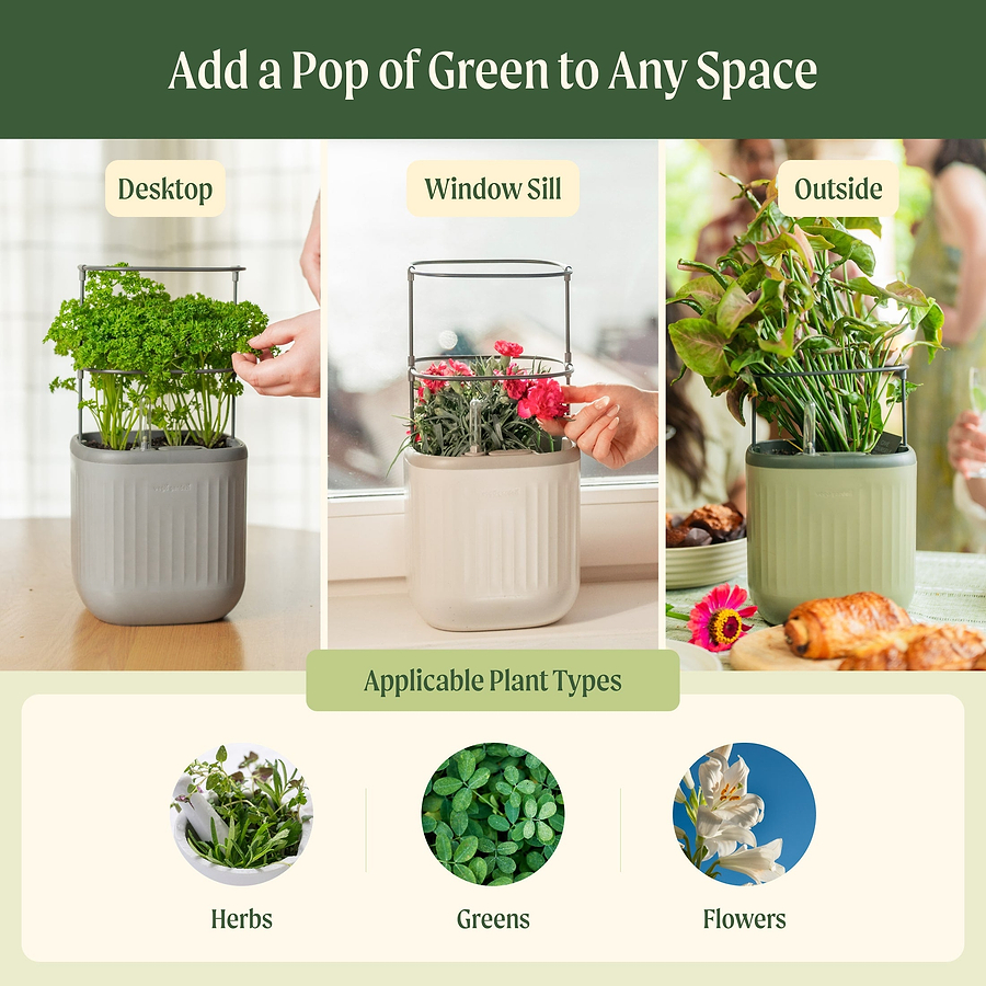 Self-Watering Mini Planter Pot with Trellis ｜ Vego Garden
