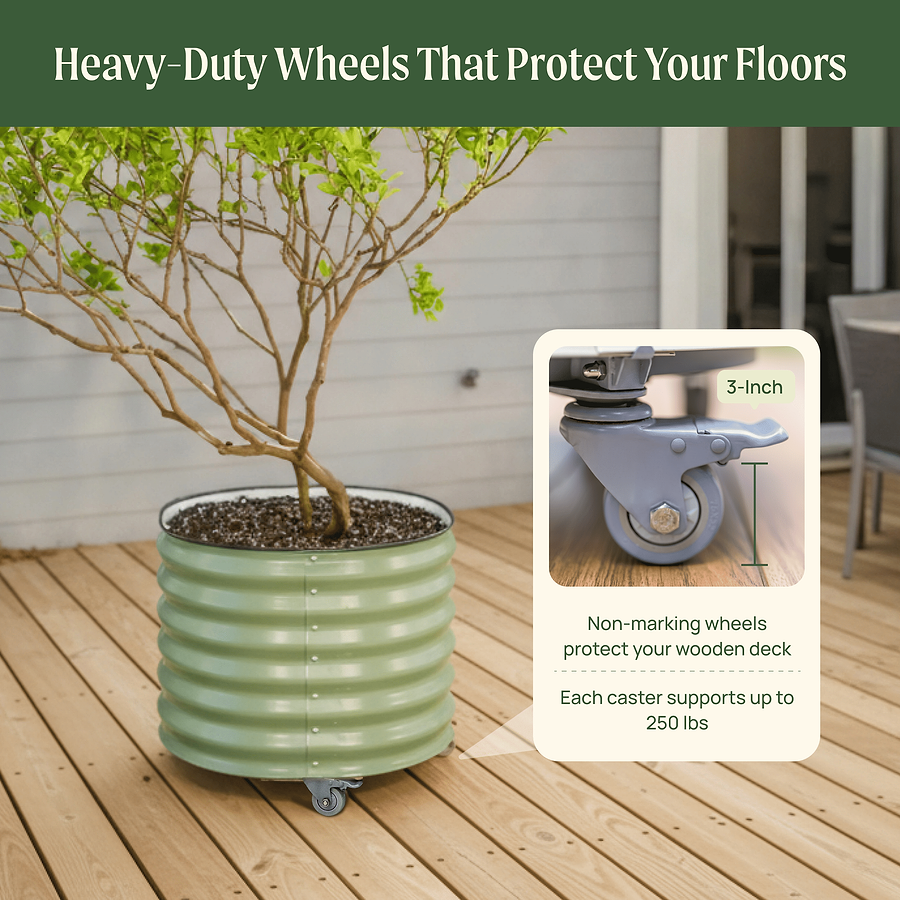 Vego Classic Rolling Tree Planter | Mobile Elevated Garden Bed